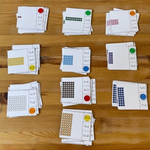 Montessori Bead Bar Multiplication Clip Cards Arrays. Kindergarten and ...