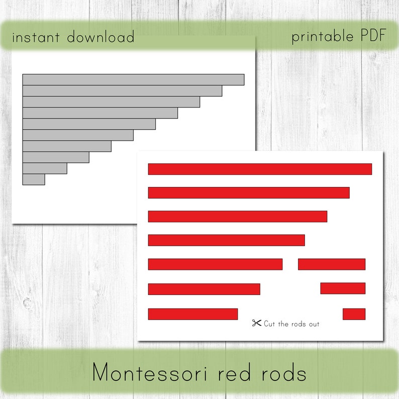 Montessori Red Rods Printable Activity. Montessori Size - Etsy