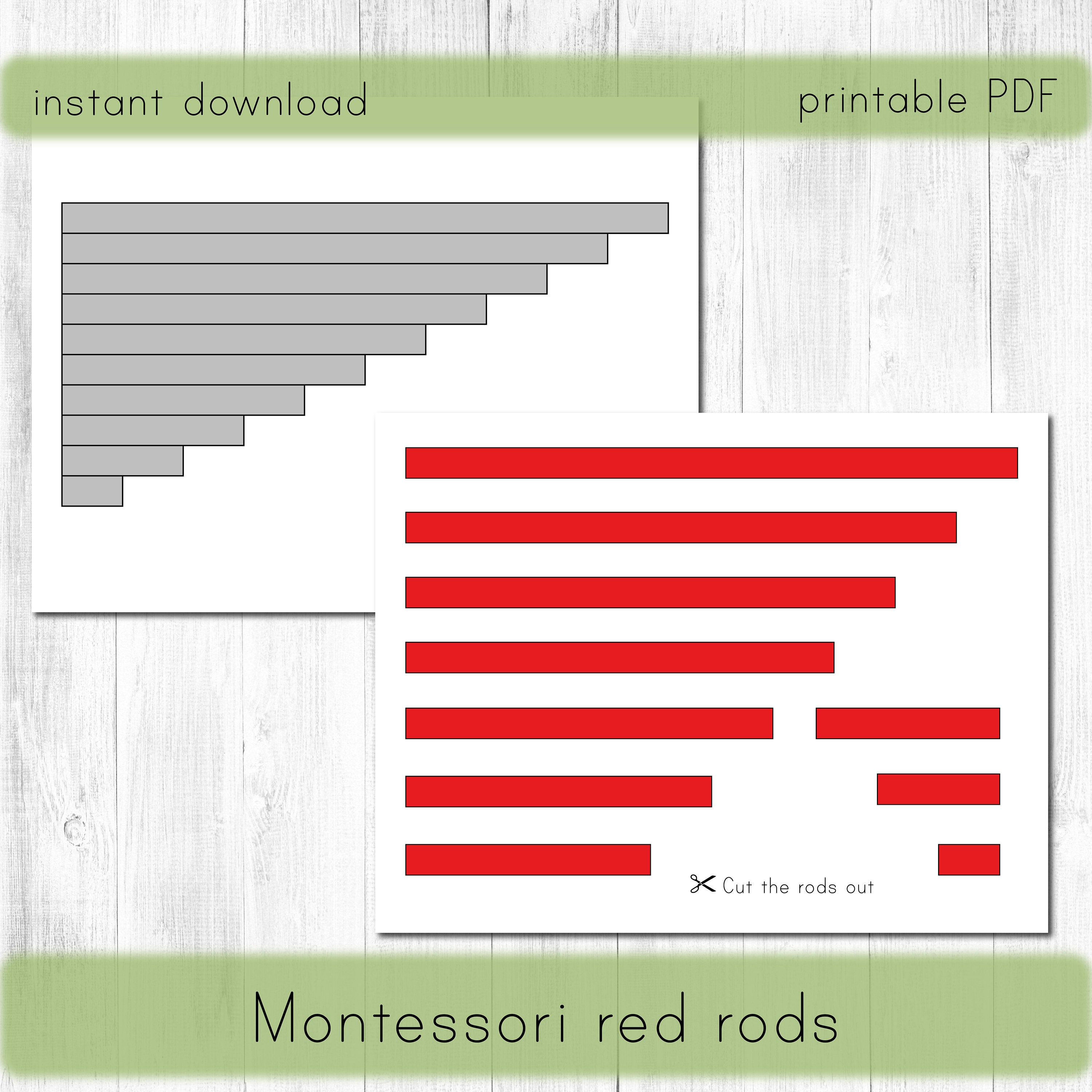Montessori Red Rods Printable Activity. Montessori Size - Etsy