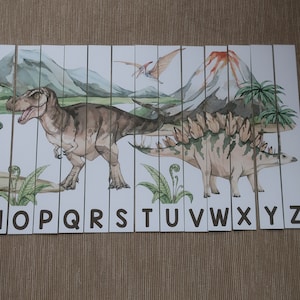 Dinosaur Puzzle Alphabet Sequence A-Z. Preschool and Kindergarten ...