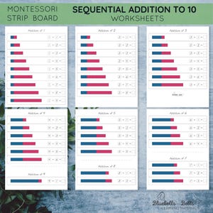 Montessori Addition to 10 Worksheets. Addition Strip Board Extension ...