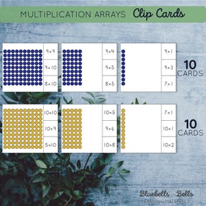 Montessori Bead Bar Multiplication Clip Cards Arrays. Kindergarten and ...
