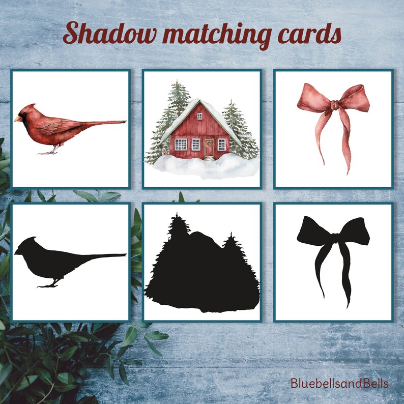 Montessori Printable Christmas Shadow Matching Cards. Winter - Etsy