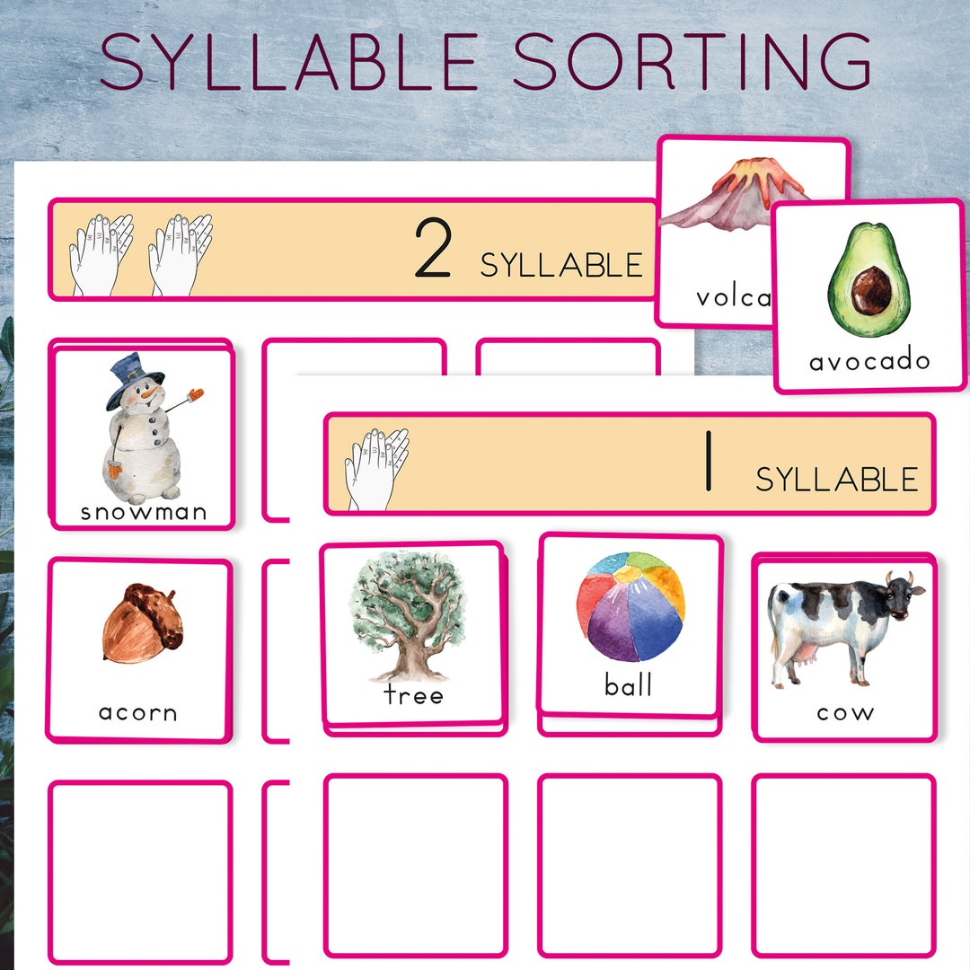 Syllable Sorting Printable Activity. Montessori Preschool and ...