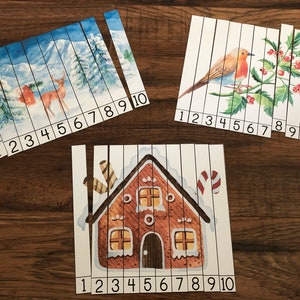 Number Sequence Puzzles Printable. Montessori Winter Preschool Activity ...