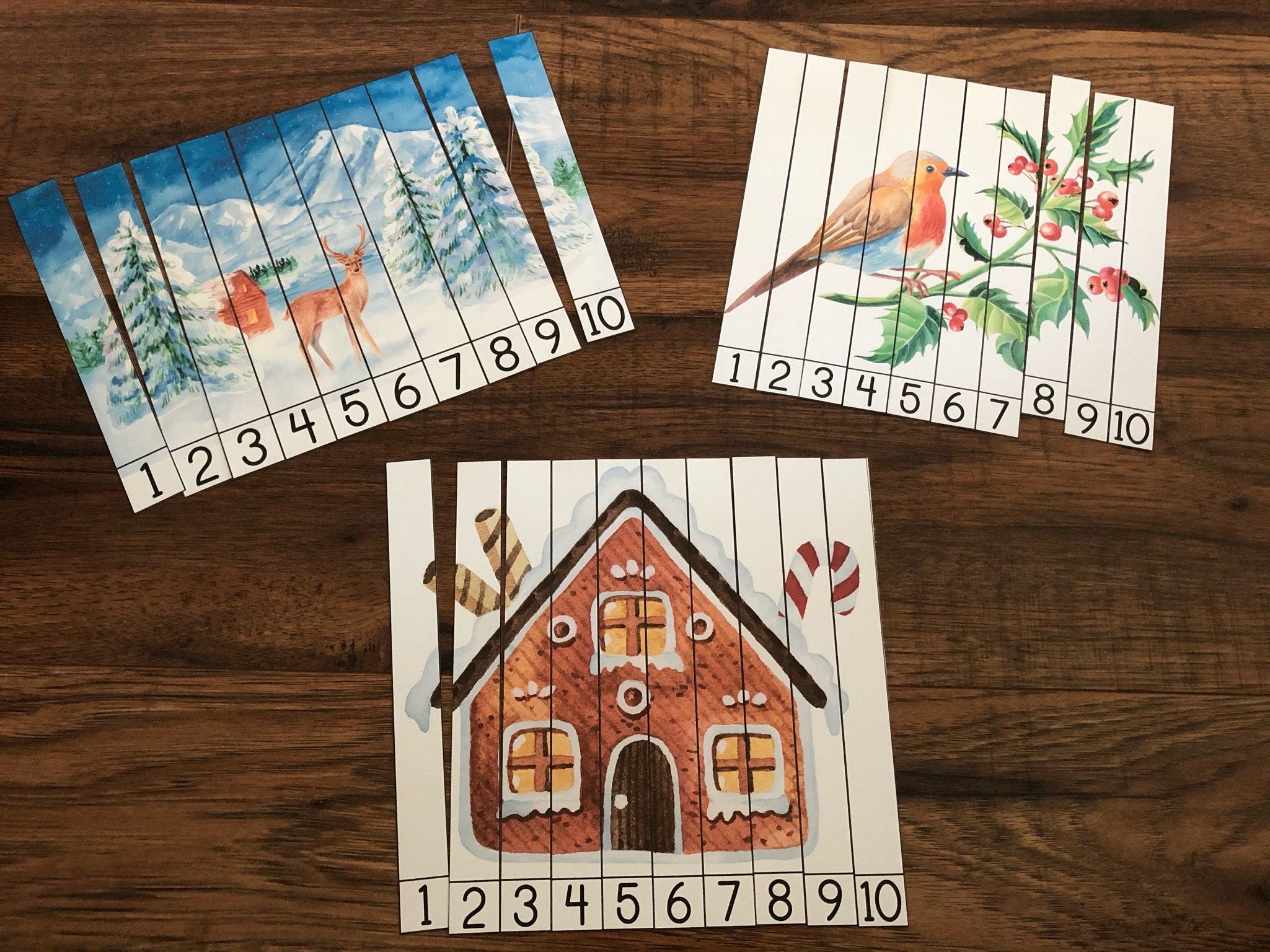 Number Sequence Puzzles Printable. Montessori Winter Preschool - Etsy