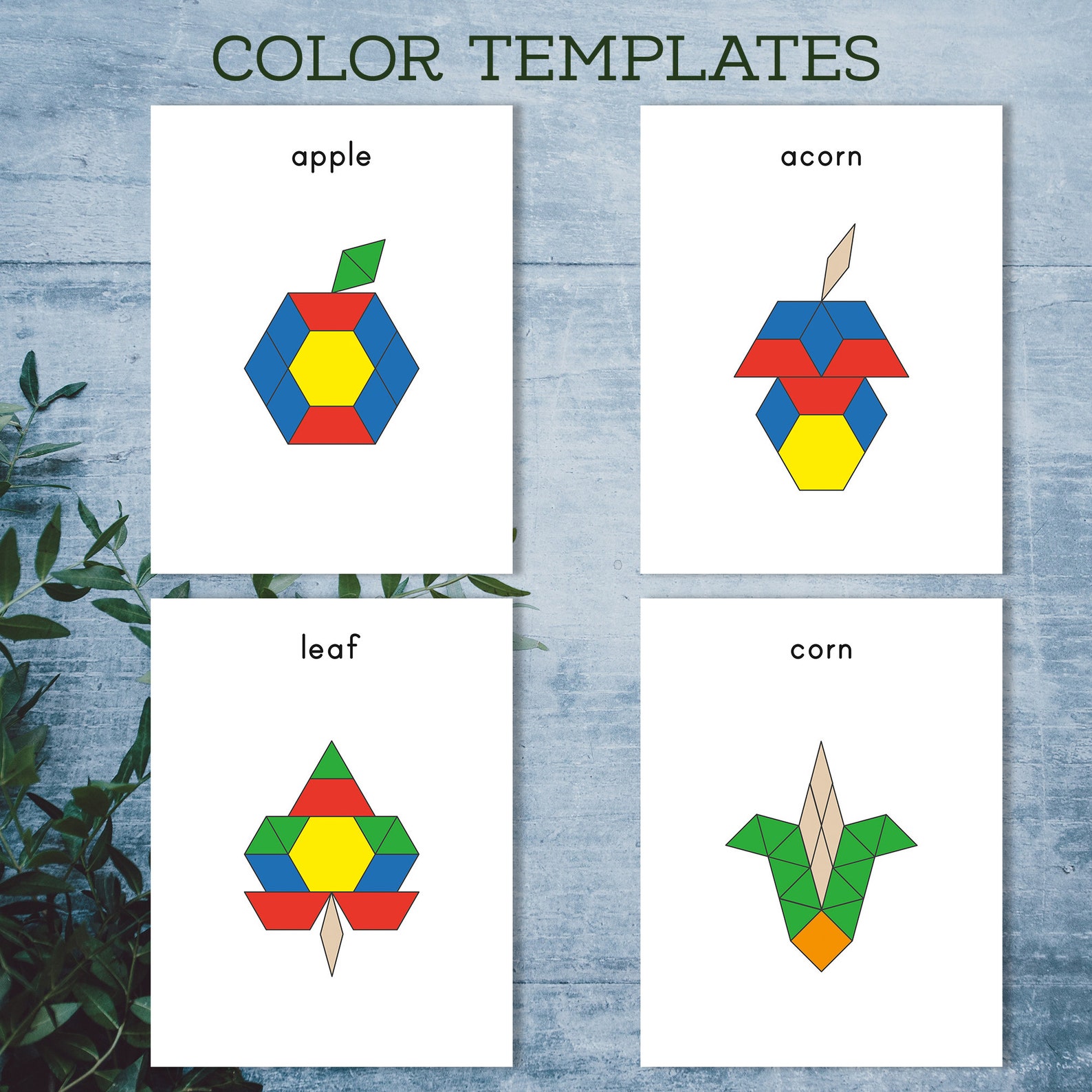 Fall Pattern Blocks Templates. Preschool and Kindergarten - Etsy