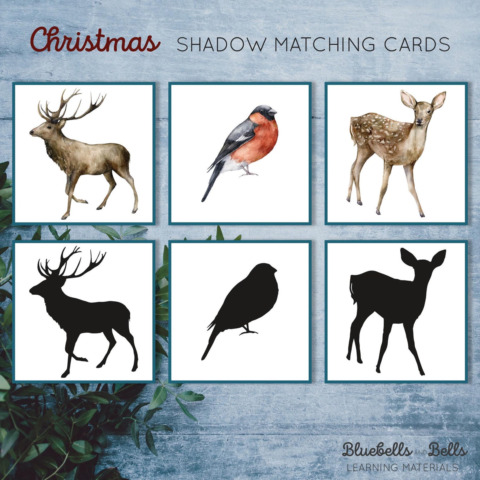 Montessori Printable Christmas Shadow Matching Cards. Winter Preschool ...