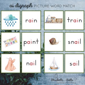 Montessori Printable Digraph Cards for Matching Activity. - Etsy