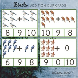 Birds Count and Clip Cards Addition 1-10. Montessori Spring Printable ...