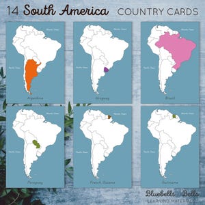 South America Montessori Maps and Country Cards. Continent Study ...