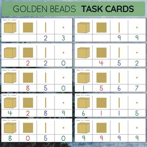 Montessori Golden Beads Printable Number Cards, Task Cards, Control ...