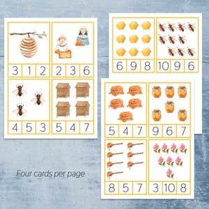 Honeybee Count and Clip Cards 1-10. Preschool Insect Math Printable ...