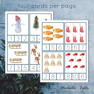Winter Preschool Printable Count and Clip Cards. Christmas Kids ...