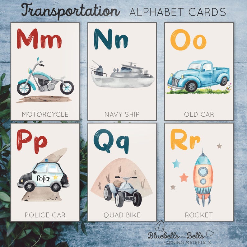 Transportation Alphabet Cards. Toddler Letter Printable. Preschool ...