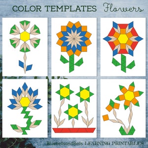 Flowers Pattern Blocks Templates. Spring Preschool and Kindergarten ...