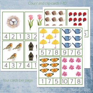 Spring Count and Clip Cards 1-10. Montessori Preschool Math Printable ...