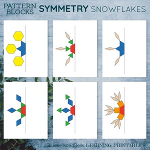 Snowflake Pattern Blocks Symmetry. Winter Preschool and Kindergarten ...