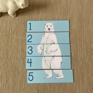Toddler Arctic Animals Puzzle 1-5 Number. Penguin Printable Math ...
