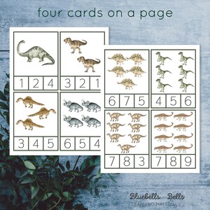 Dinosaur Count and Clip Cards 1-10. Preschool Montessori Math Printable ...
