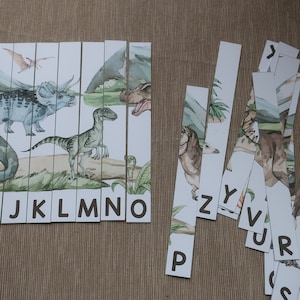 Dinosaur Puzzle Alphabet Sequence A-Z. Preschool and Kindergarten ...