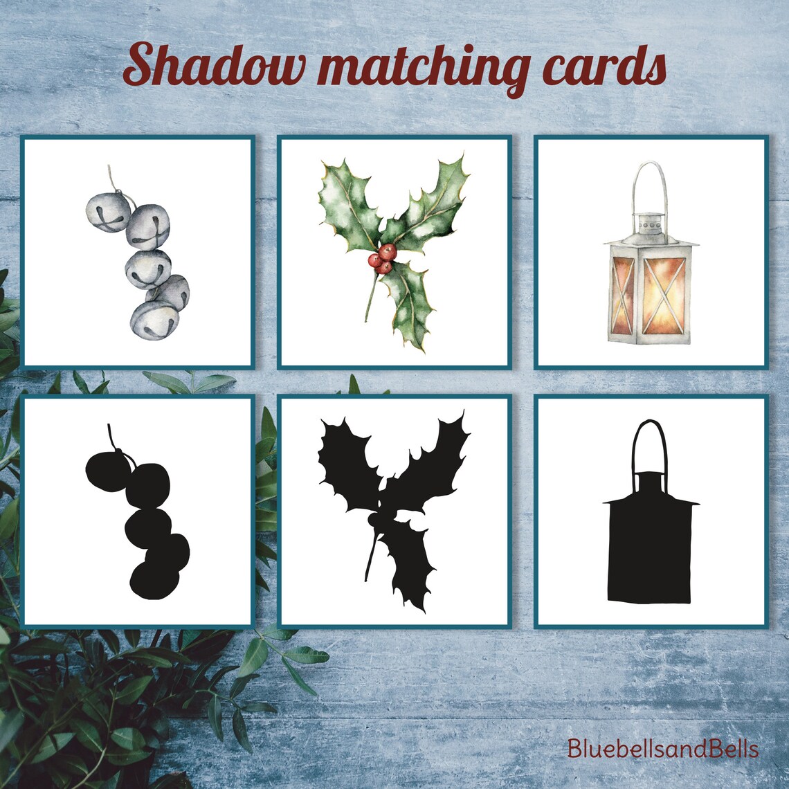 Montessori Printable Christmas Shadow Matching Cards. Winter | Etsy