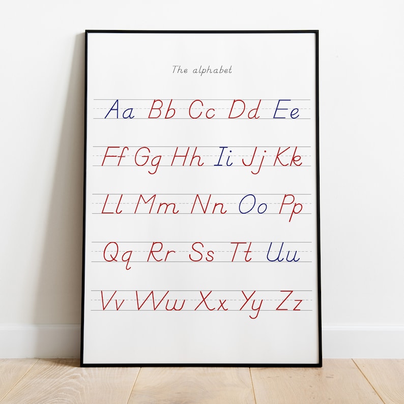 Montessori D'nealian Style Alphabet Poster Manuscript. - Etsy