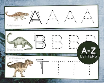 Dinosaur Alphabet Tracing Cards - Etsy