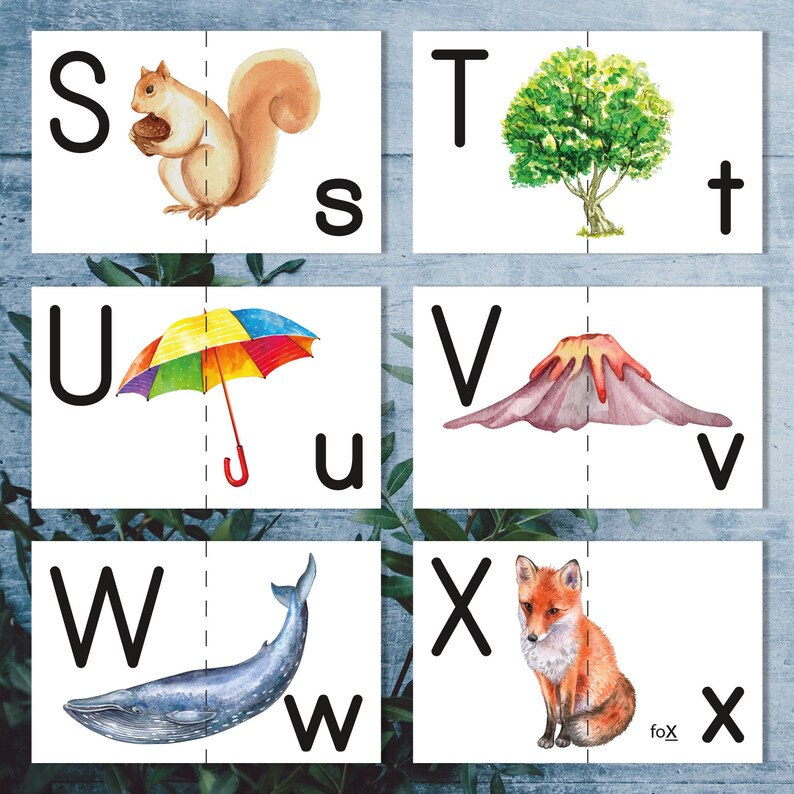 Printable Alphabet Puzzle. Toddler Watercolor Letter Cards. - Etsy