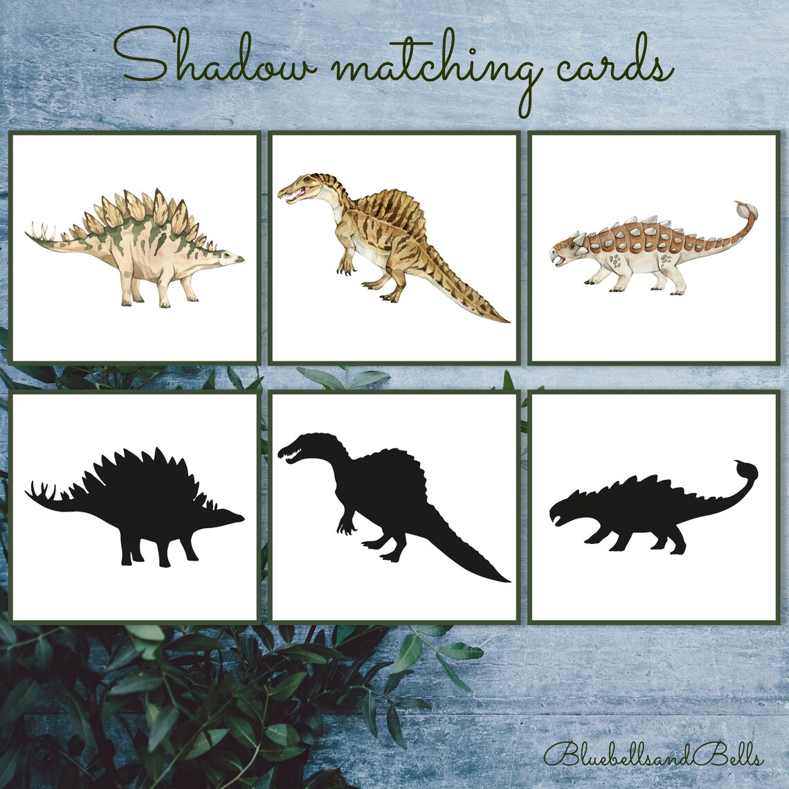 Montessori Printable Dinosaur Shadow Matching Cards. Toddler - Etsy