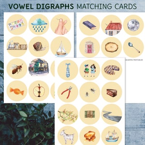 Digraph Posters Vowels. Montessori Green Series Phonics Matching ...