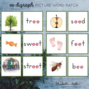 Montessori Printable Digraph Cards for Matching Activity. - Etsy