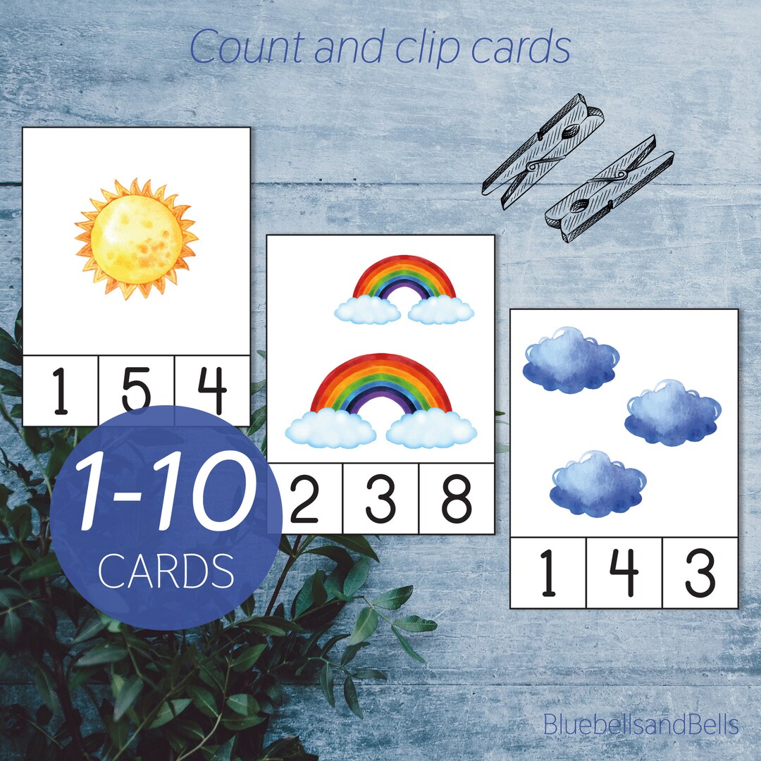 Weather Count and Clip Cards 1-10. Preschool Spring Printable ...
