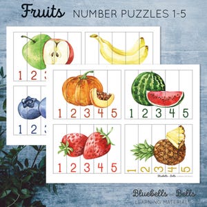 Montessori Toddler Printable Fruits Puzzle Number Sequence 1-5. - Etsy