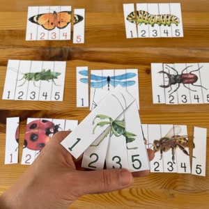 Insects Puzzle Number Sequence 1-5. Toddler Montessori Printable Busy ...