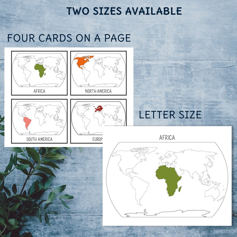 Continents and Oceans Cards and Map. Montessori Printable - Etsy