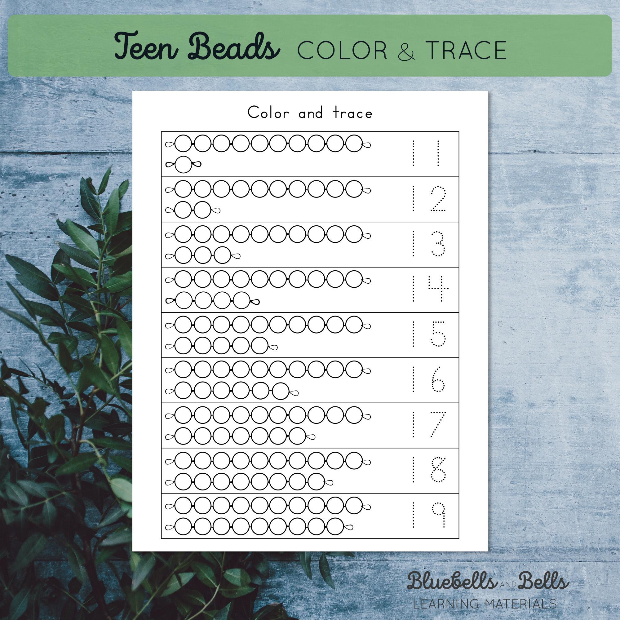 Montessori TEEN Beads and Boards Printable Cards and Worksheets - Etsy