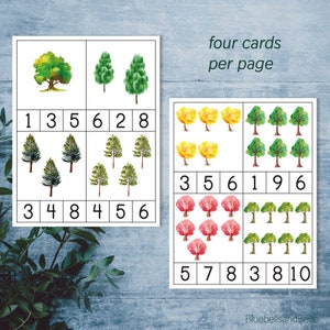 Trees Count and Clip Cards 1-10. Montessori Printable. Preschool Math ...