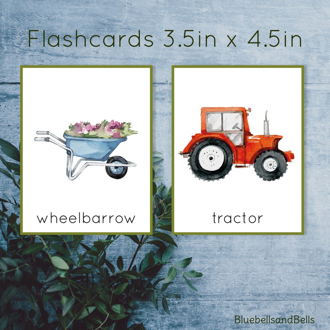 Farm Animals Flashcards. Toddler Watercolor Digital Cards. | Etsy