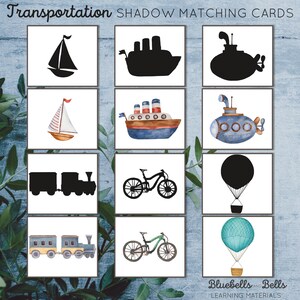 Vehicle Shadow Matching Cards. Montessori Toddler Printable. Preschool ...