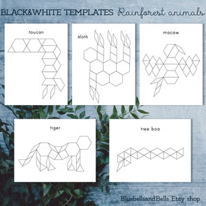 Rainforest Animals Pattern Blocks. Preschool Shape Matching Activity ...