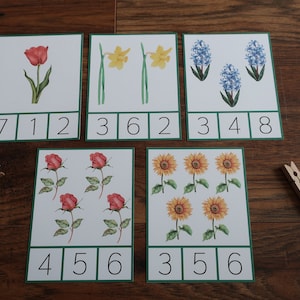 Flower Preschool Printable Count and Clip Cards 1-10. Montessori Spring ...