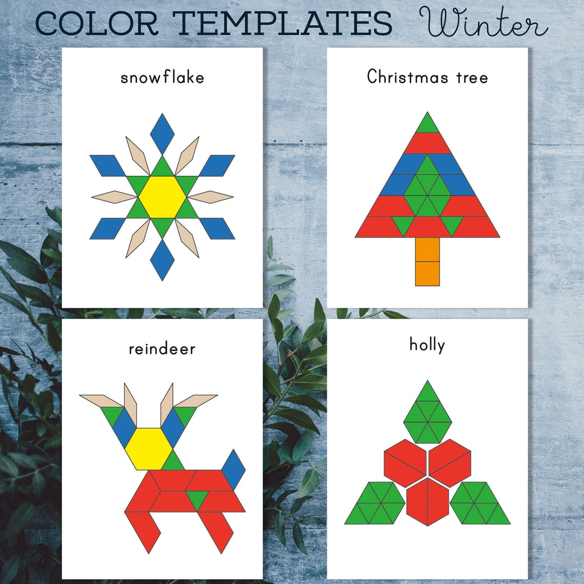 Winter Pattern Blocks Templates. Preschool and Kindergarten - Etsy