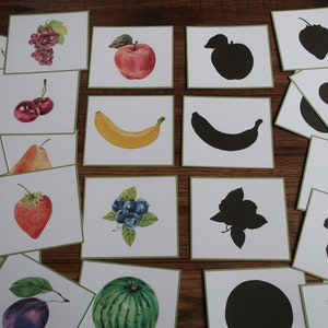Fruit Shadow Matching Cards. Montessori Preschool Printable. Toddler ...