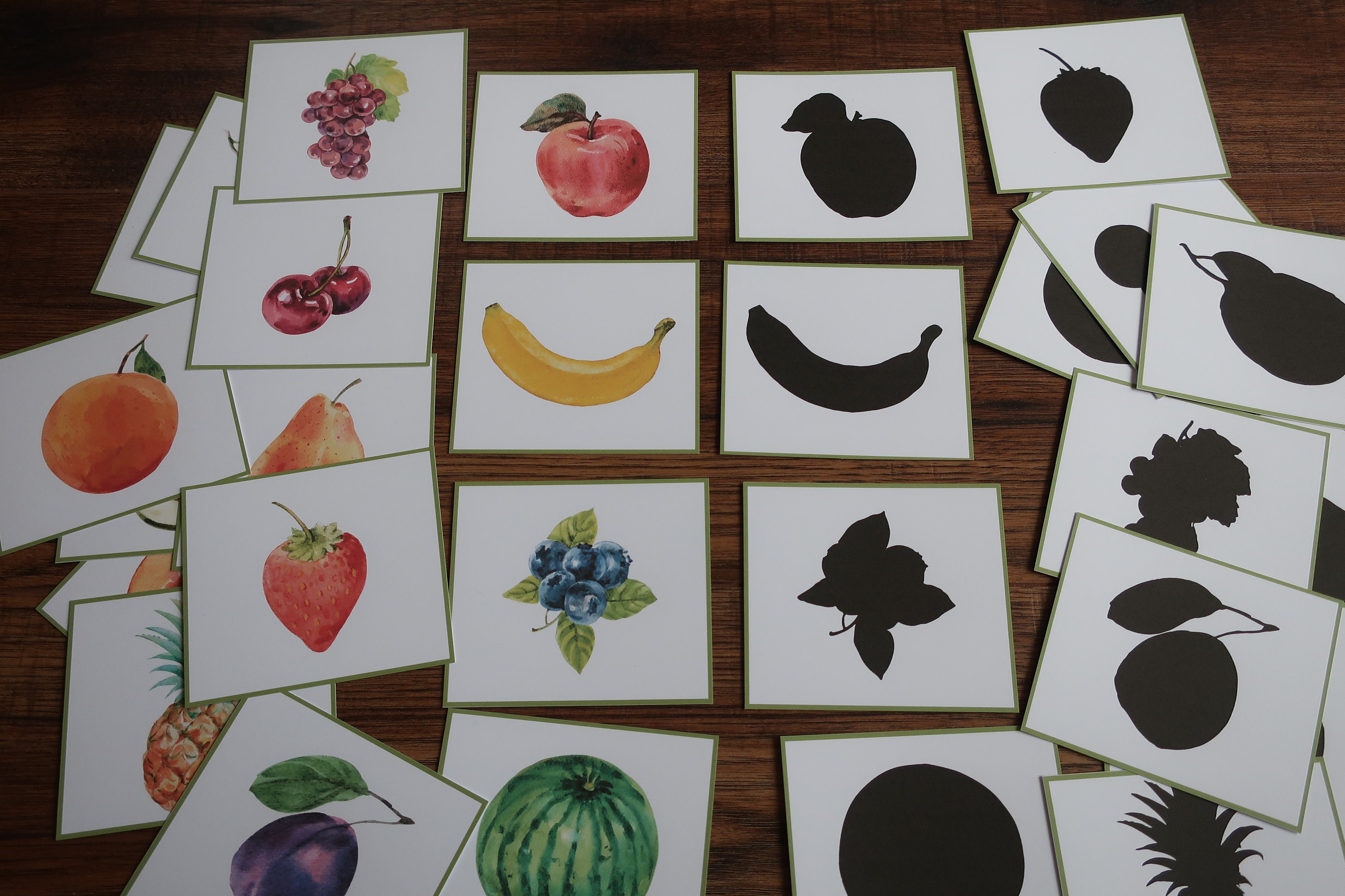 Fruit Shadow Matching Cards. Montessori Preschool Printable. Toddler ...