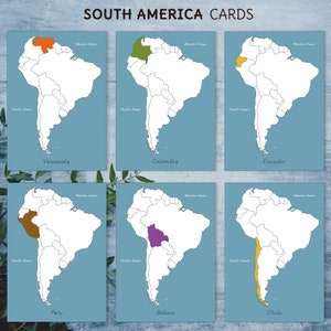 South America Montessori Maps and Country Cards. Continent Study ...