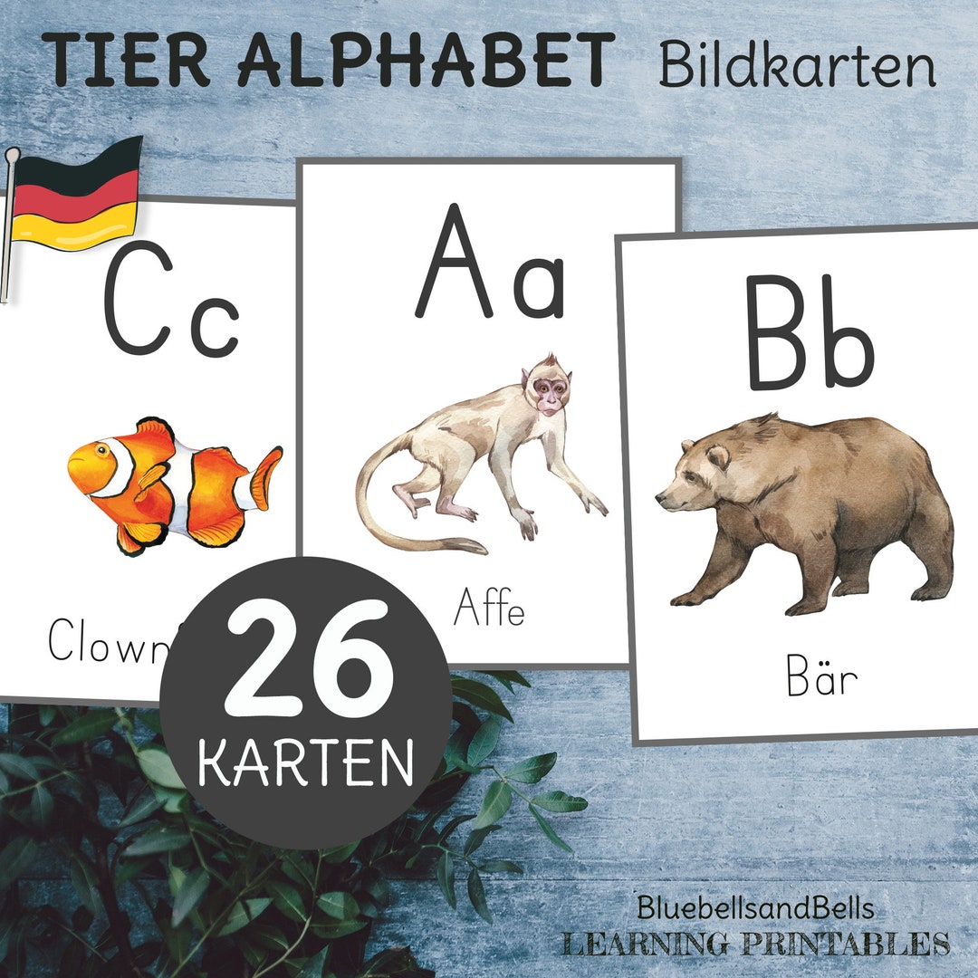 Tier Alphabet Bildkarten. Buchstaben Anlaute Lernkarten. Sprachmaterial ...