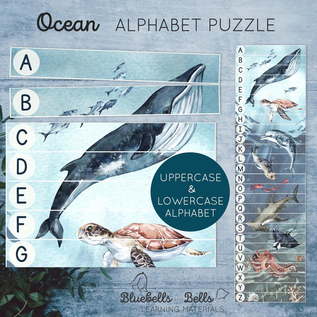 Ocean Puzzle Alphabet Sequence A-Z. Preschool and Kindergarten Summer ...