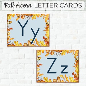 Fall Preschool Printable Letter Cards. Alphabet Classroom Decor for ...