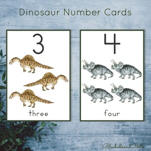 Dinosaur Counting Cards. Printable Dino Number Flash Cards. Preschool ...